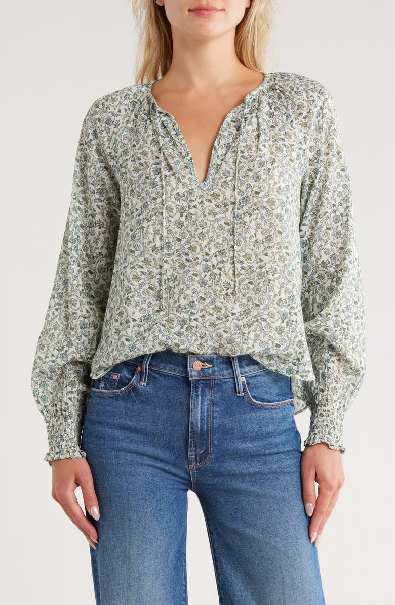 Veronica Beard Layana Floral Long Sleeve Cotton Top | Nordstromrack