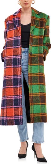 English Factory Colorblock Plaid Trench Coat | Nordstrom