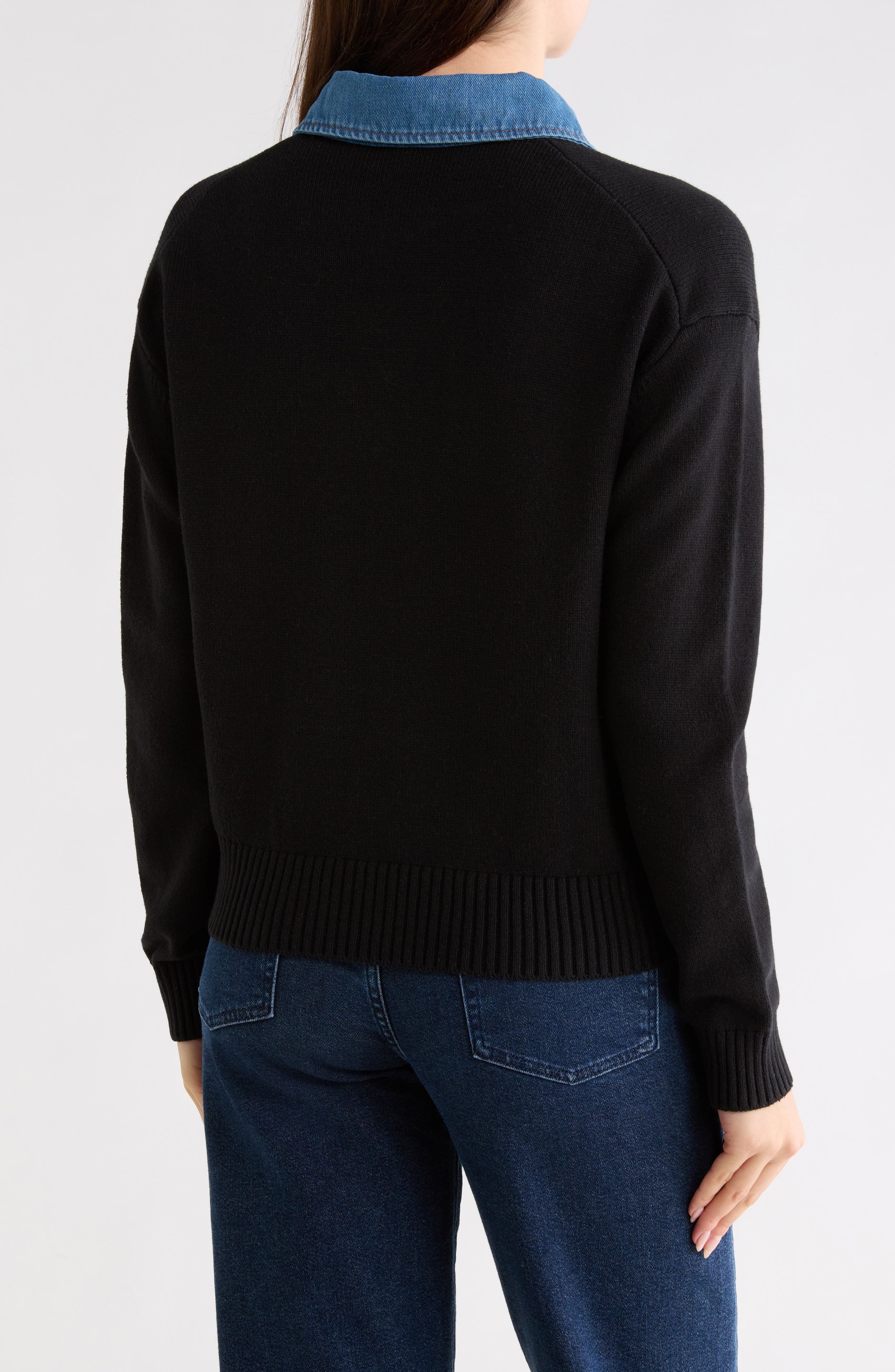 French Connection Denim Trim Pullover | Nordstromrack