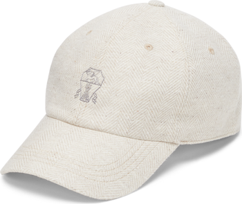 Brunello Cucinelli Wool and cashmere chevron baseball cap with ...