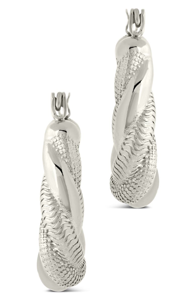 Sterling Forever Cameron Twist Textured Tube Hoop Earrings | Nordstromrack
