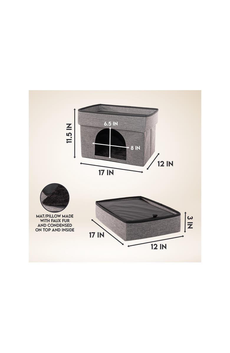 Precious Tails Rectangular 2-Tier Collapsible Pet Cat Cave Bed ...