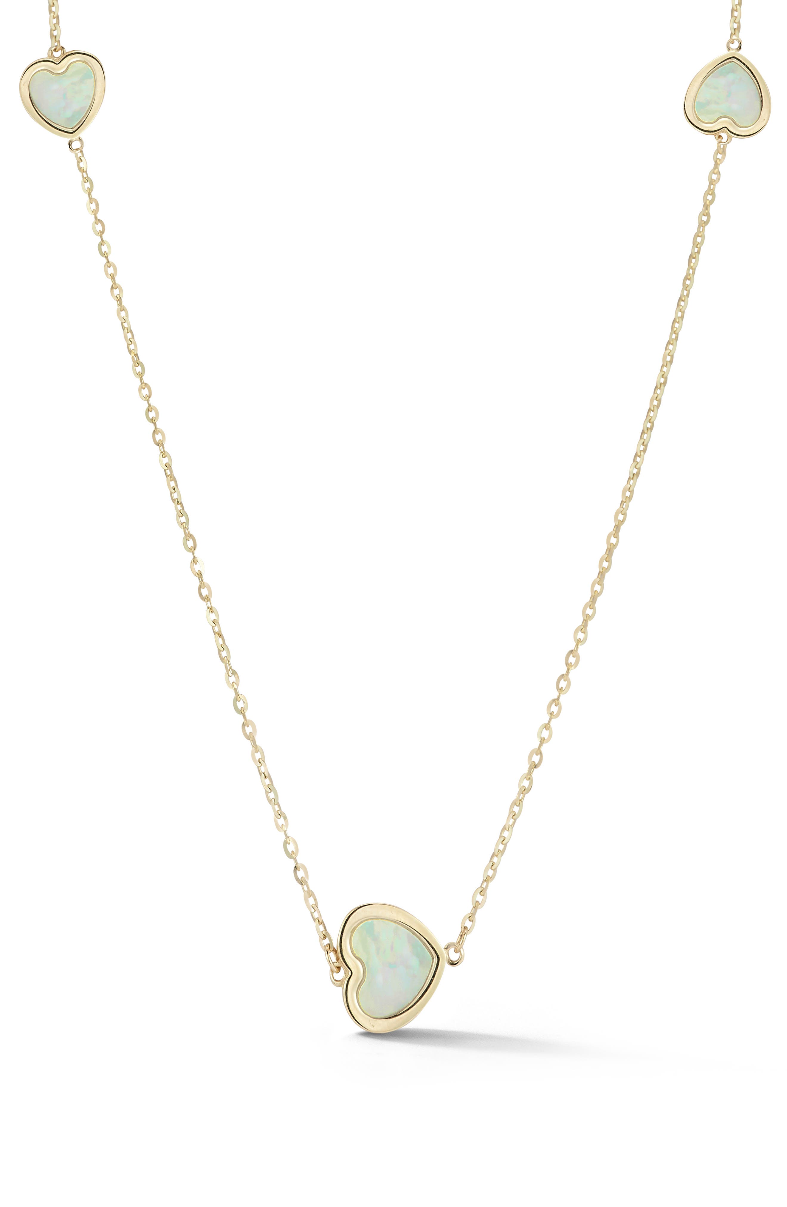 14K Gold Mother of Pearl Heart Station Necklace (Women) | Nordstromrack