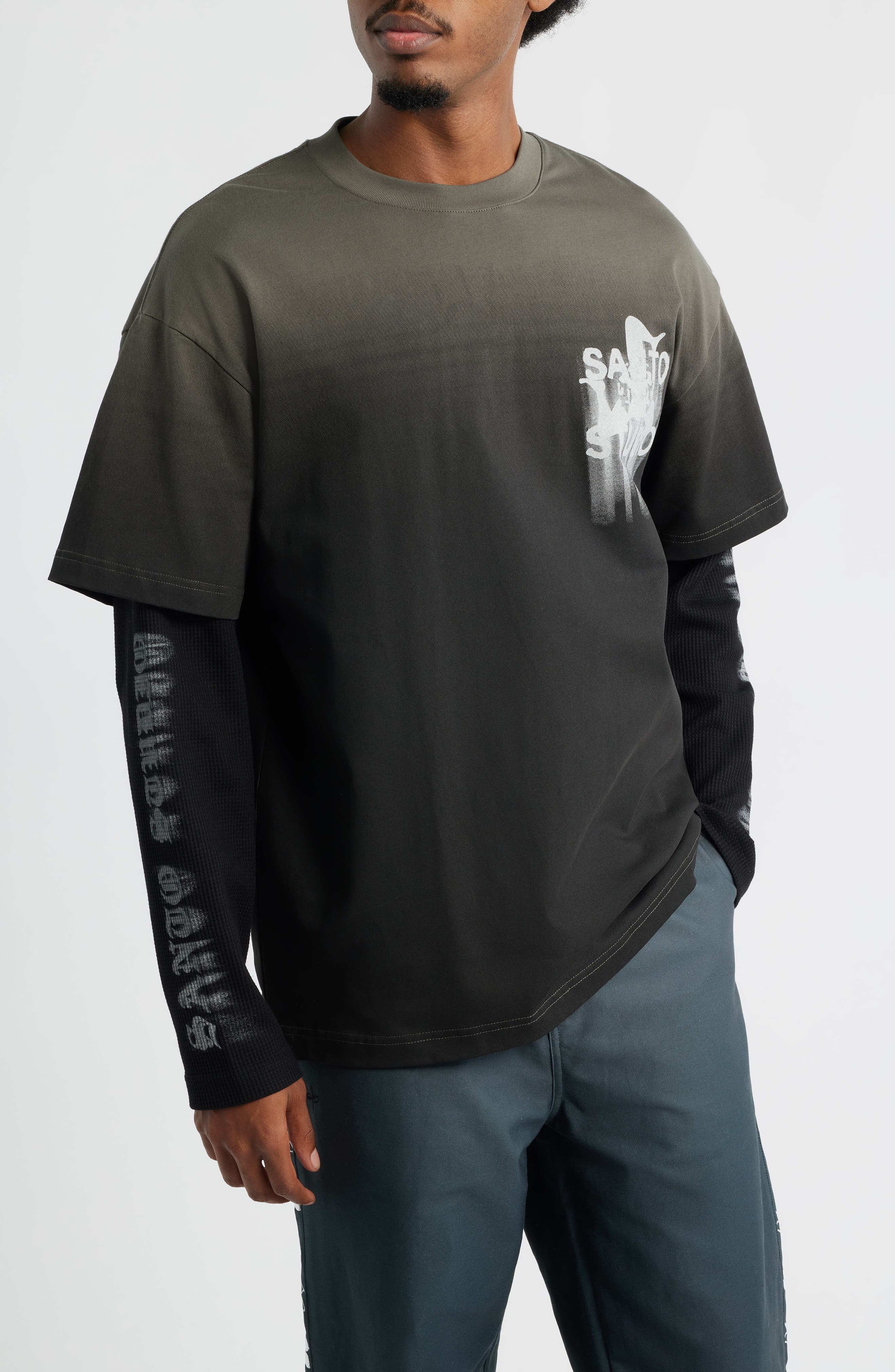 SANTO STUDIO Old English Layered Look Graphic T-Shirt | Nordstrom