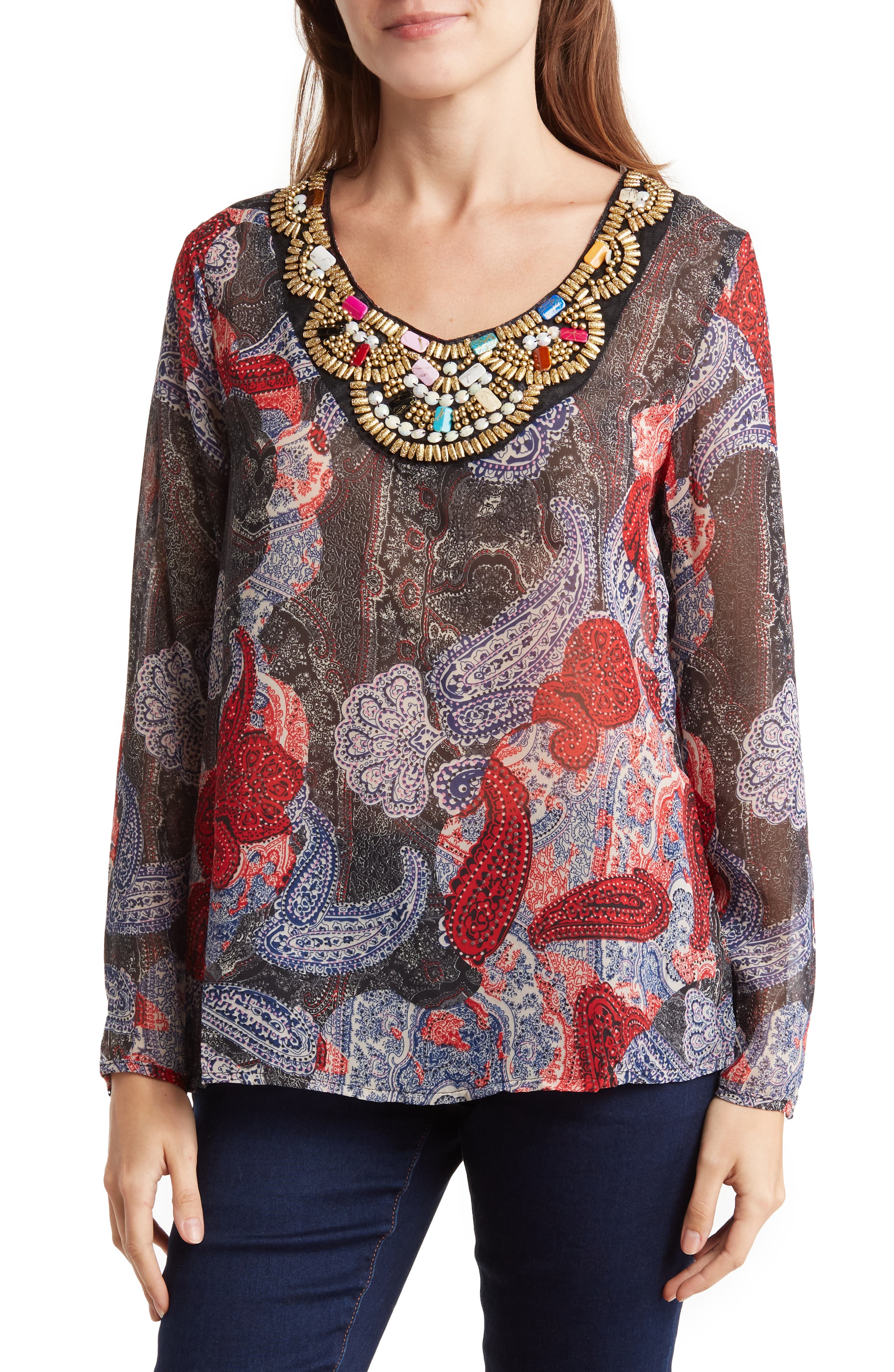 Forgotten Grace Embellished Collar Duster Blouse | Nordstromrack