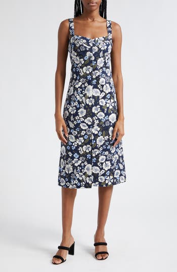 Veronica Beard Colleen Floral Cotton Midi Dress | Nordstrom