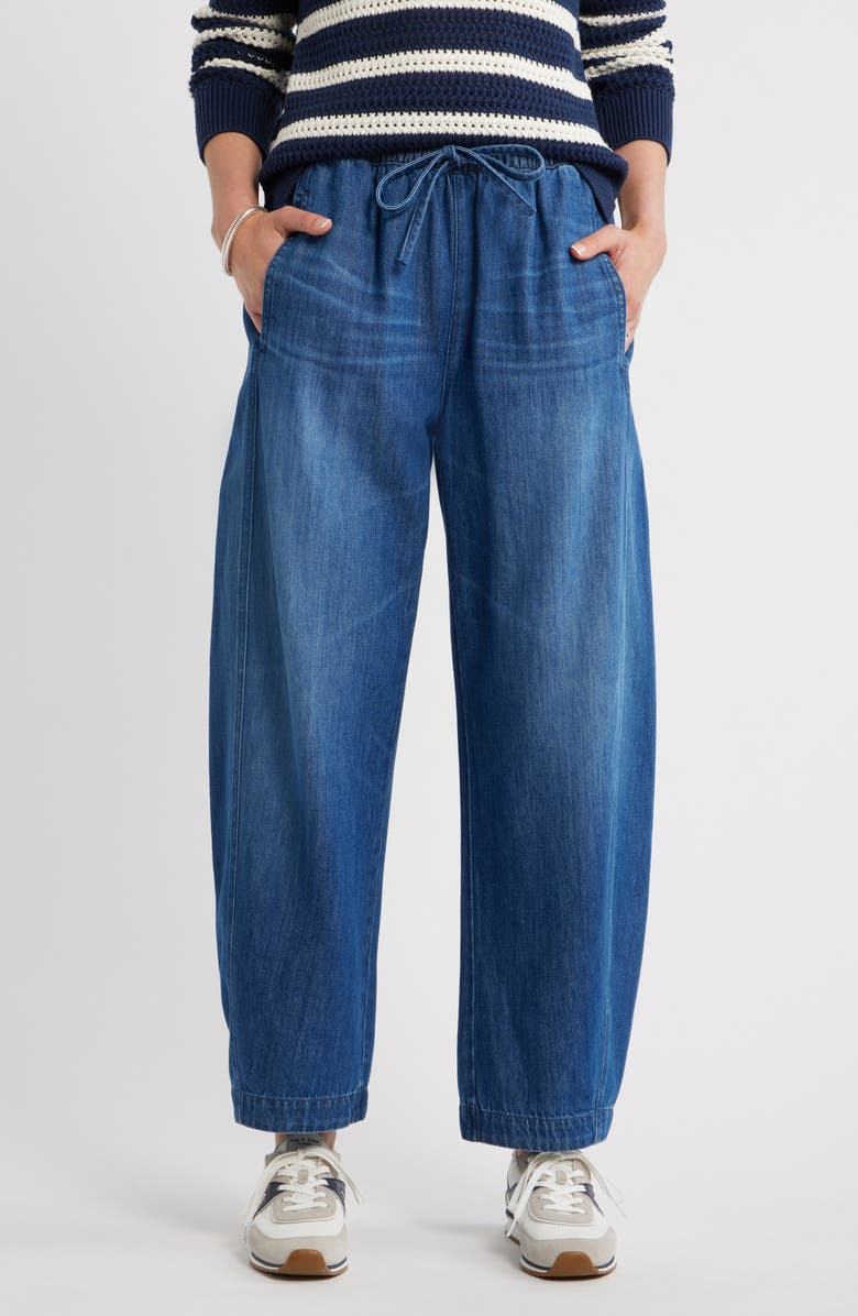 Caslon® Pull-On Chambray Ankle Barrel Leg Pants | Nordstrom