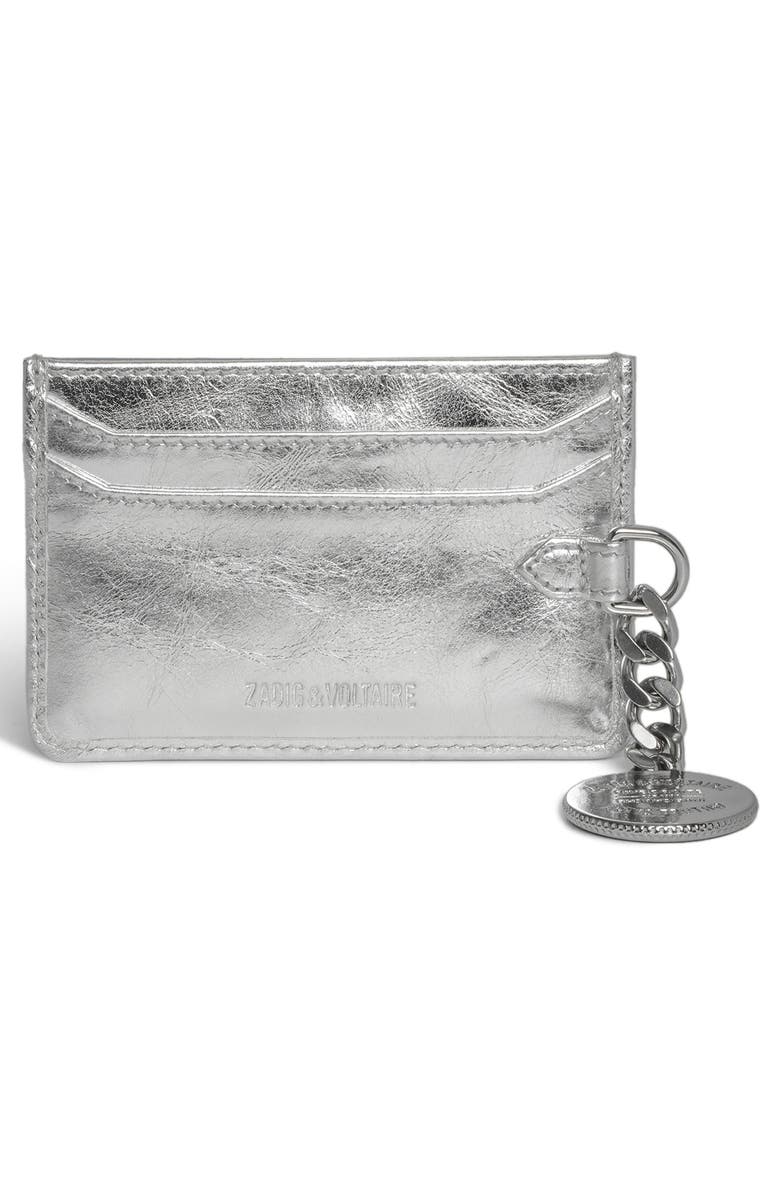 Zadig & Voltaire Sunny Pass Metallic Leather Card Case | Nordstrom