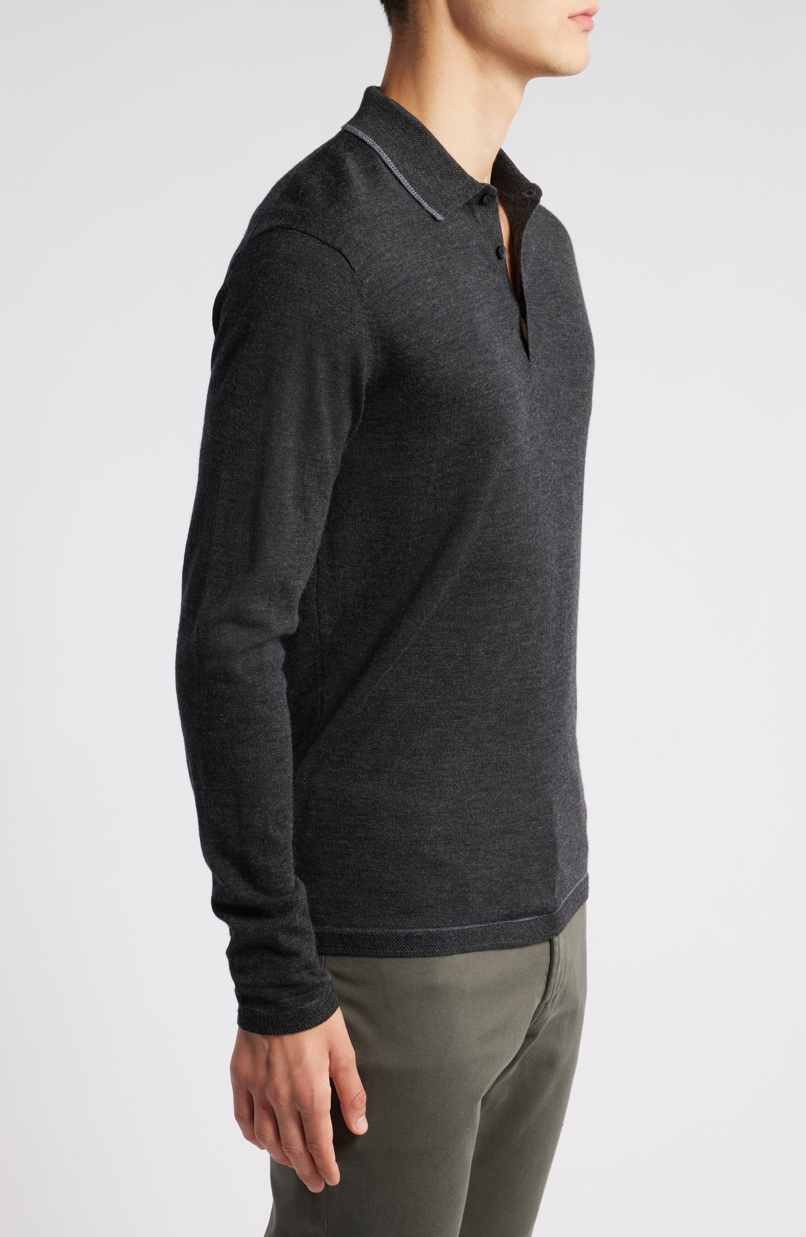 Robert Barakett Roman Long Sleeve Merino Wool Sweater Polo | Nordstromrack