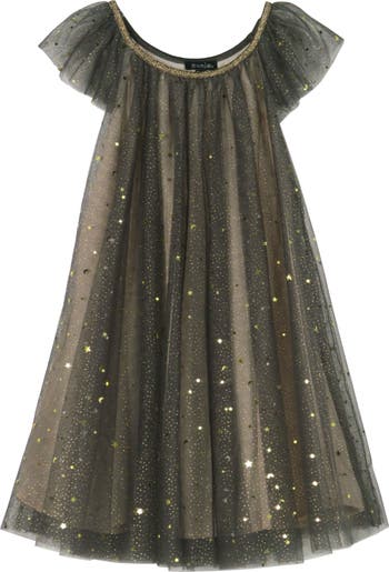 Zunie Kids' Foil Print Flutter Sleeve Party Dress | Nordstromrack