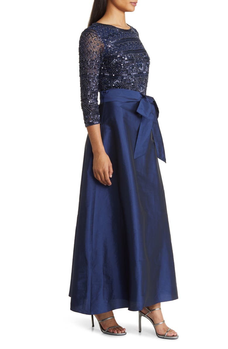 Pisarro Nights Beaded Tie Waist Taffeta Gown | Nordstromrack