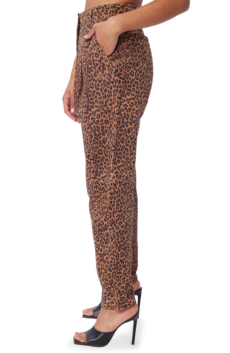 LITA by Ciara Animal Print High Waist Straight Leg Leather Trousers ...