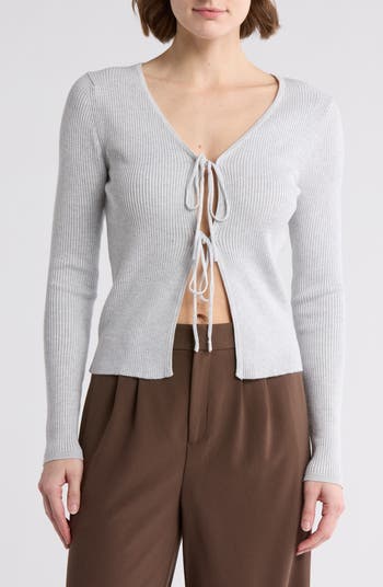 French Connection Double Tie Front Rib Cardigan | Nordstromrack