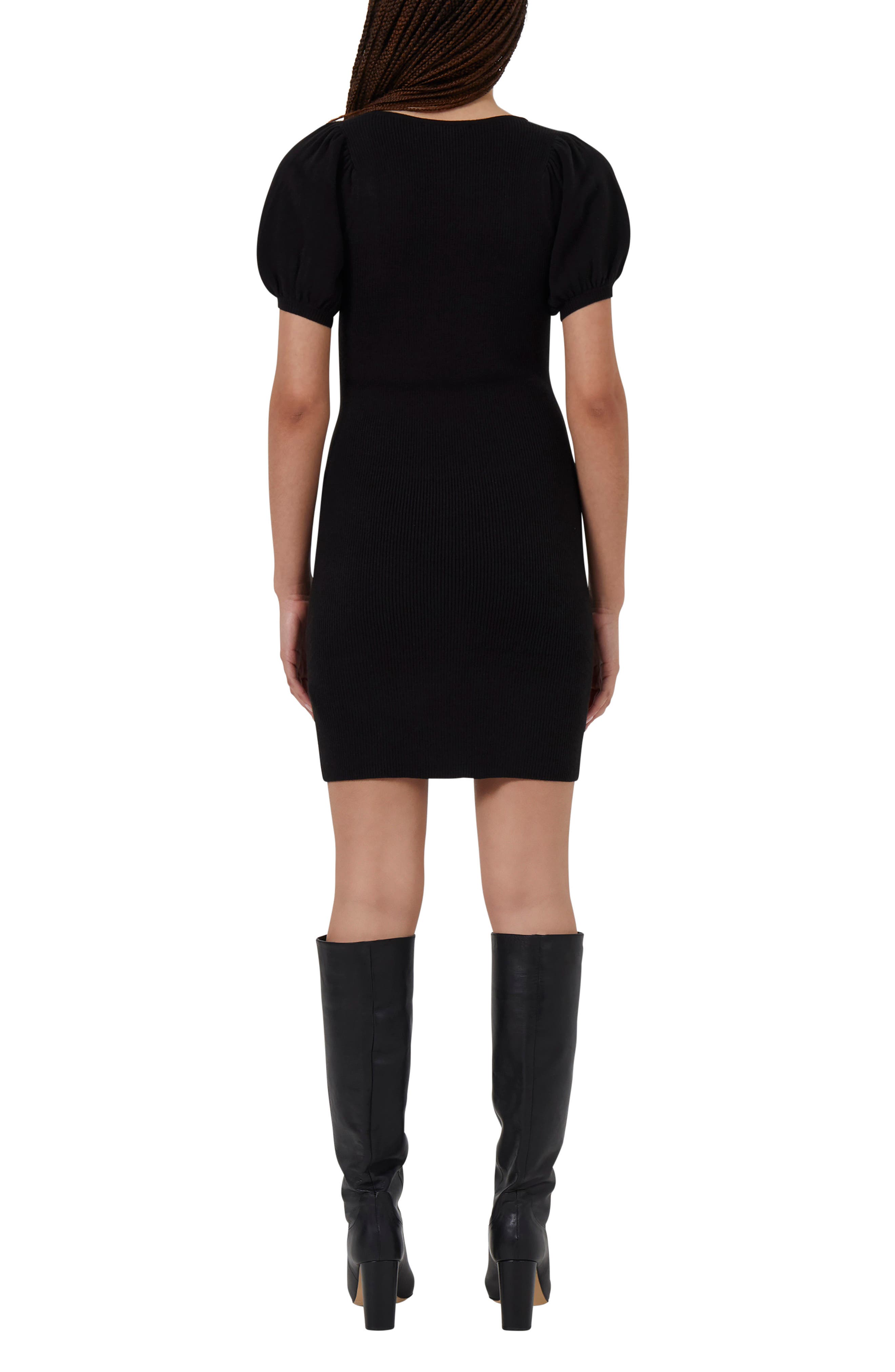 French Connection Ribbed Puff Sleeve Sweater Dress | Nordstromrack