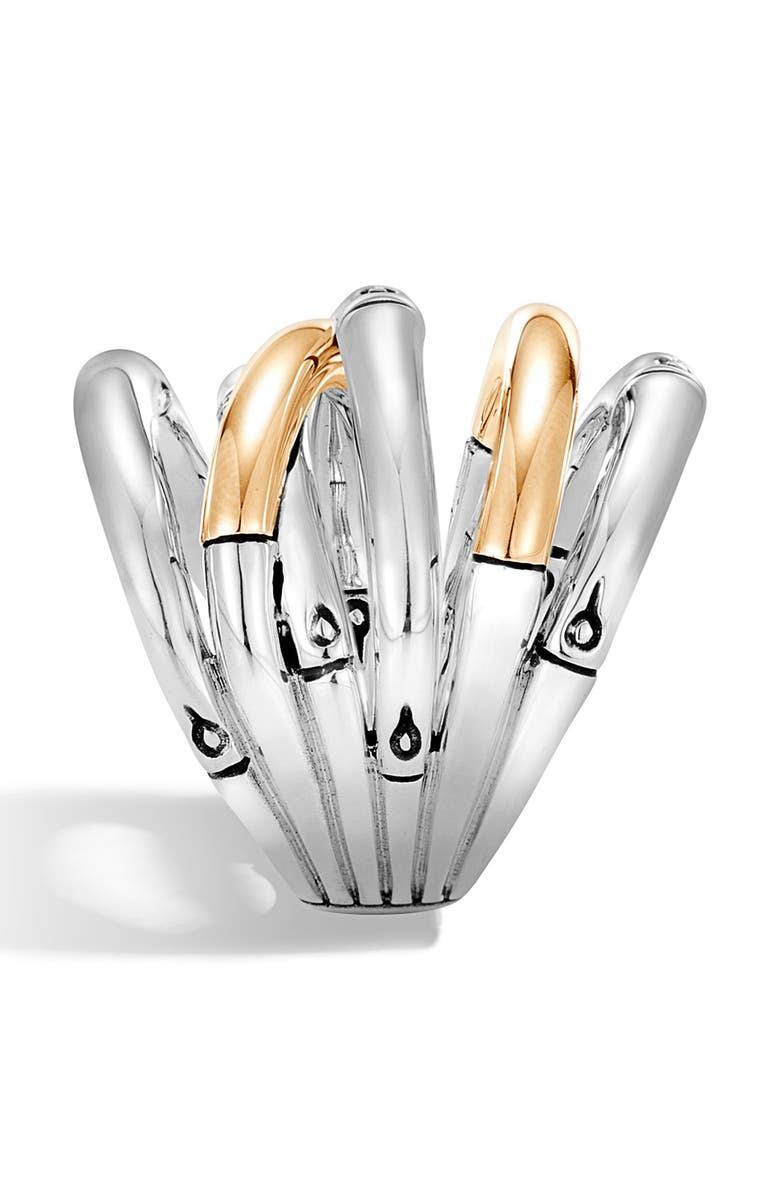 John Hardy Bamboo 18-Karat Gold Sterling Silver Stack Ring | Nordstromrack