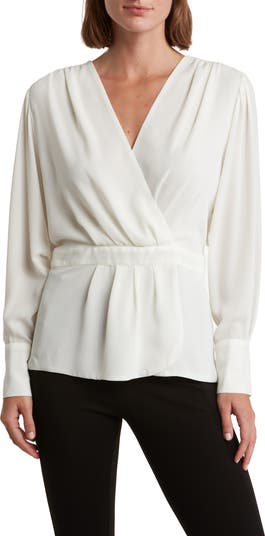 DKNY Long Sleeve Faux Wrap Top | Nordstromrack