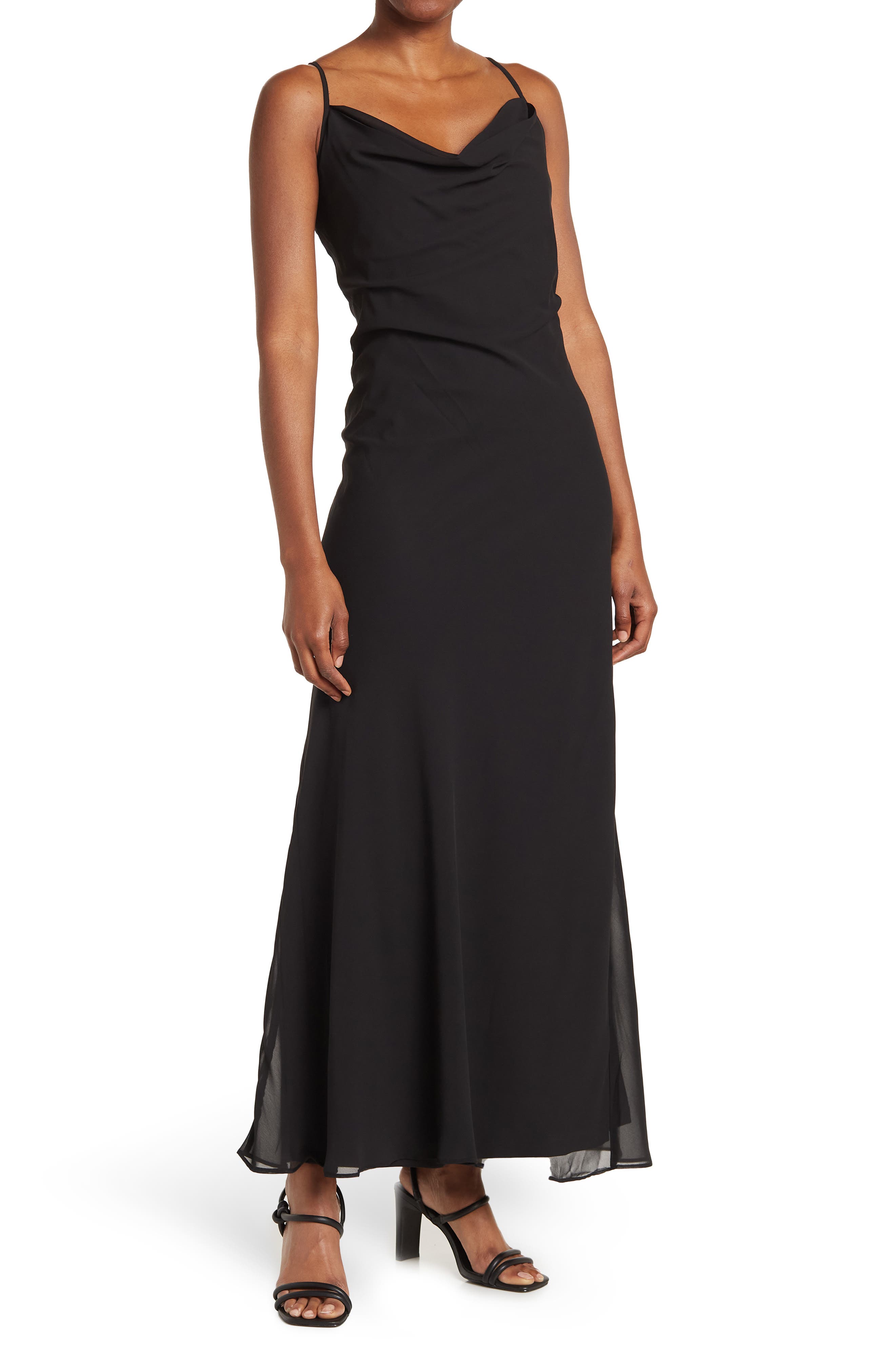 TASH AND SOPHIE Cowl Neck Chiffon Maxi Dress | Nordstromrack
