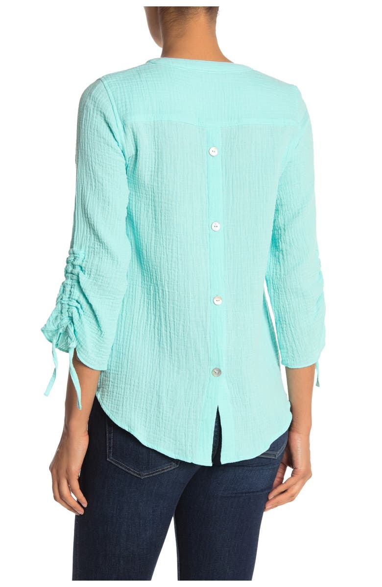 Foxcroft Marley 3/4 Length Sleeve Gauze Blouse | Nordstromrack