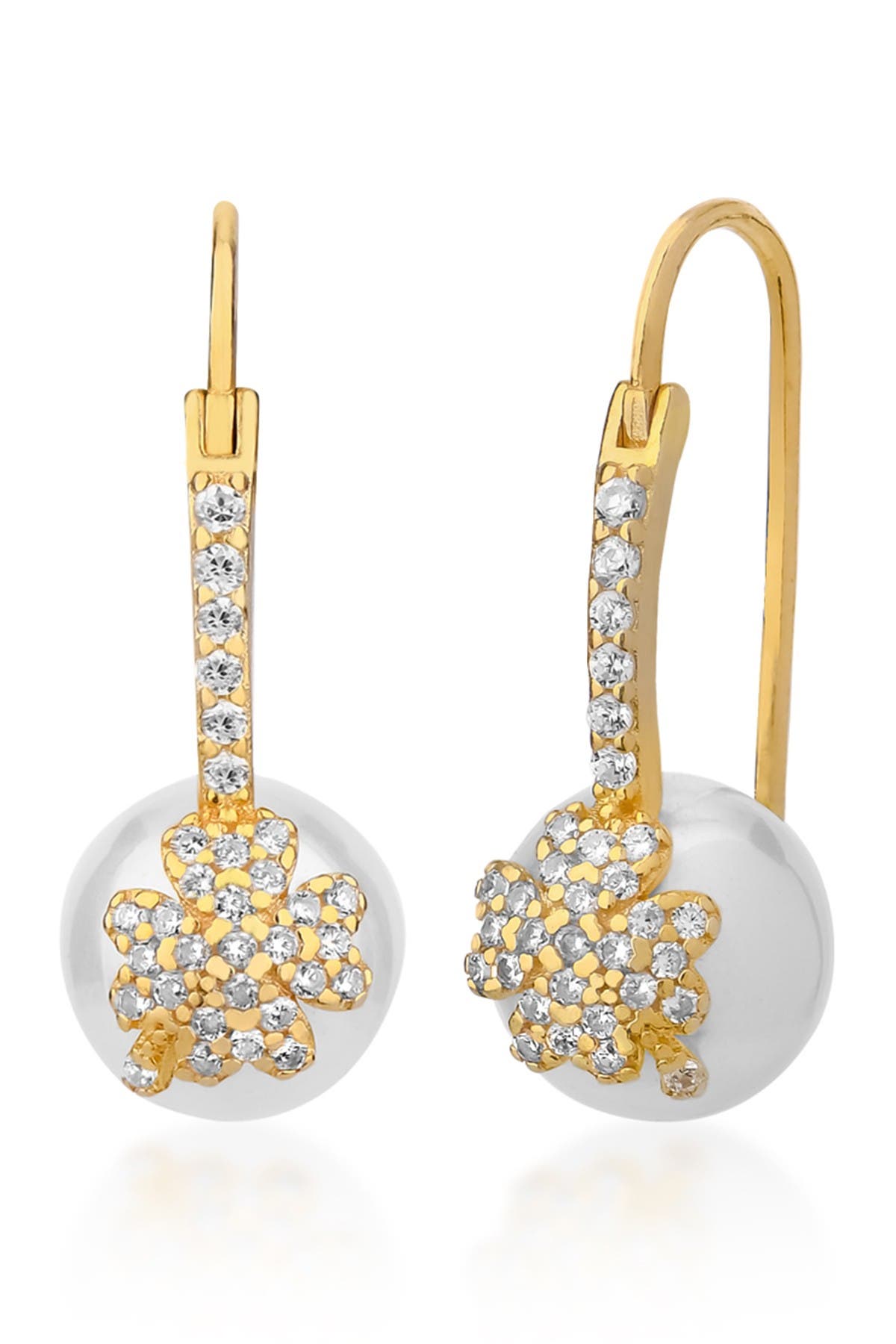 GABI RIELLE 14K Gold Vermeil Clover Mother of Pearl Drop Earrings ...