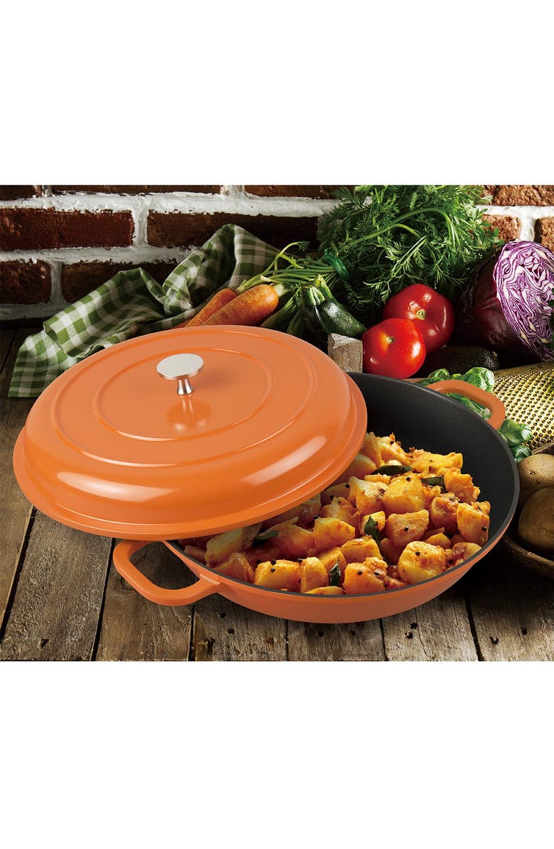 MASTERPAN Orange 3 Quart Non-Stick Cast Aluminum Dutch Casserole ...