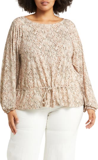Belldini Pattern Long Billow Sleeve Blouse | Nordstromrack