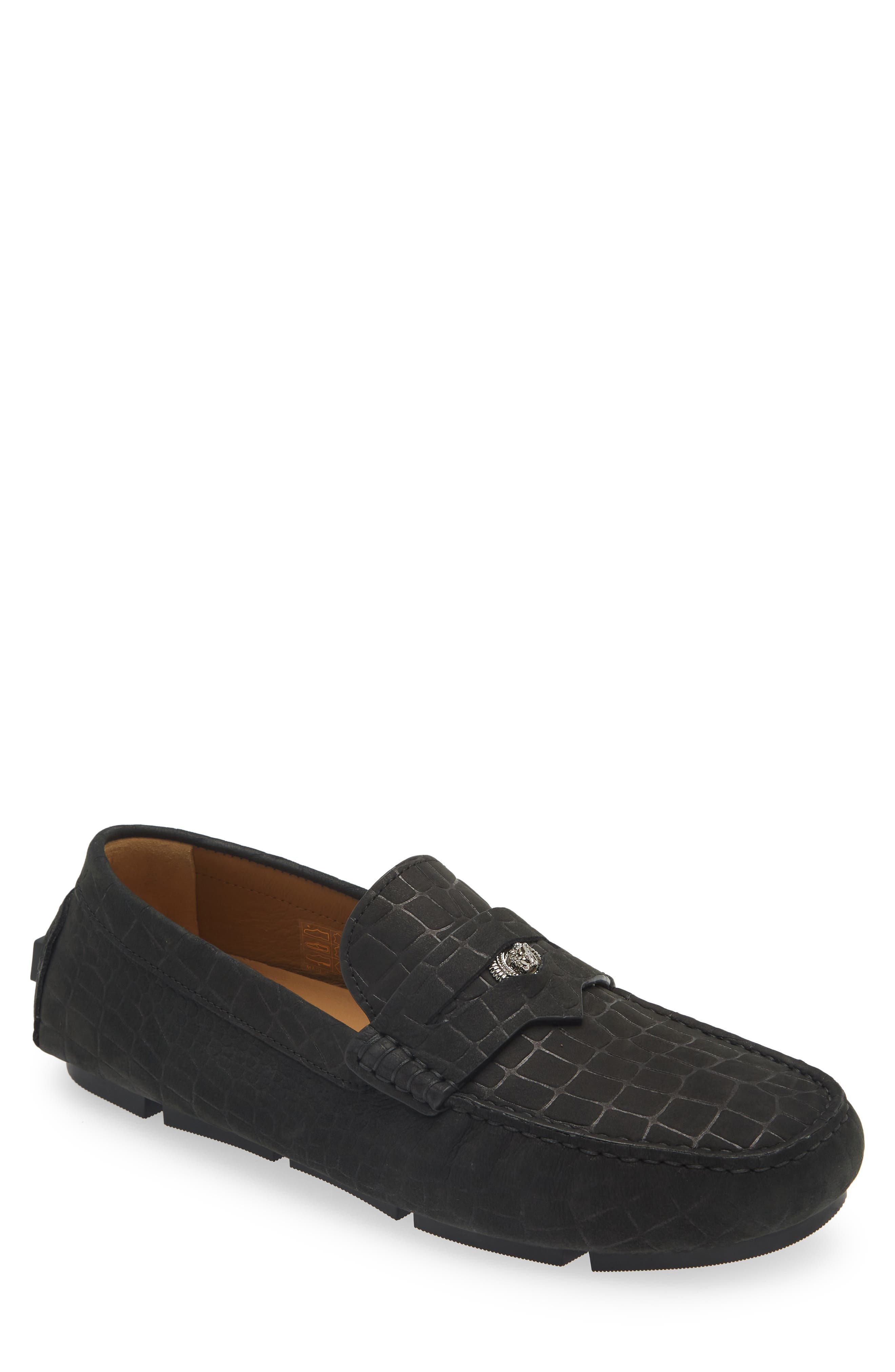 Versace Croc Embossed Coin Penny Driving Loafer (Men) | Nordstromrack