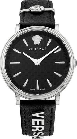 Versace Two-Hand Quartz Leather Strap Watch, 38mm | Nordstromrack