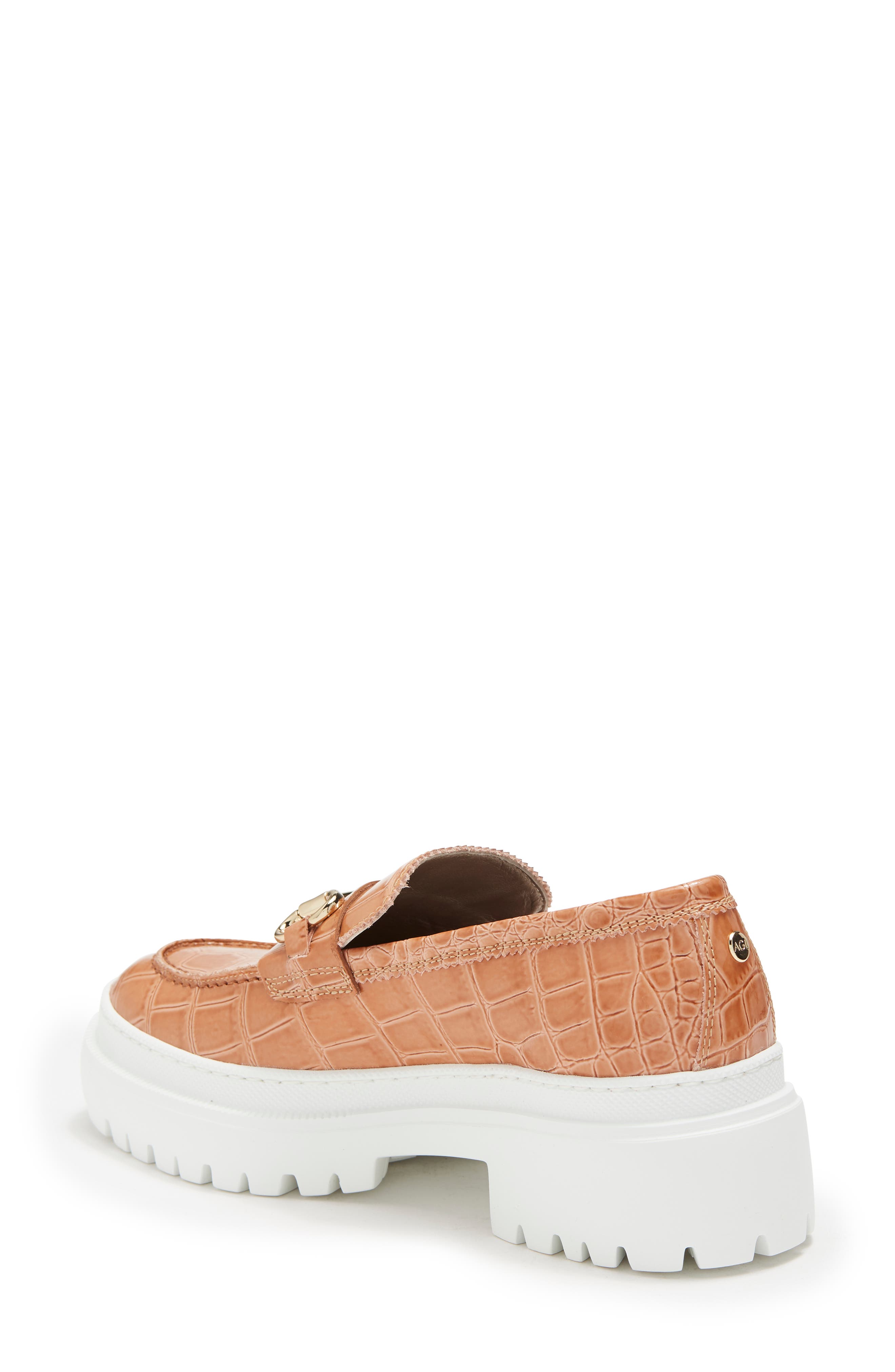AGL Orietta Bit Croc-Embossed Leather Platform Loafer (Women ...