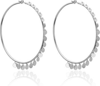 GABI RIELLE Sterling SIlver Disc Fringe 75mm Hoop Earrings | Nordstromrack