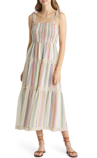 Marine Layer Selene Stripe Tiered Maxi Sundress | Nordstromrack