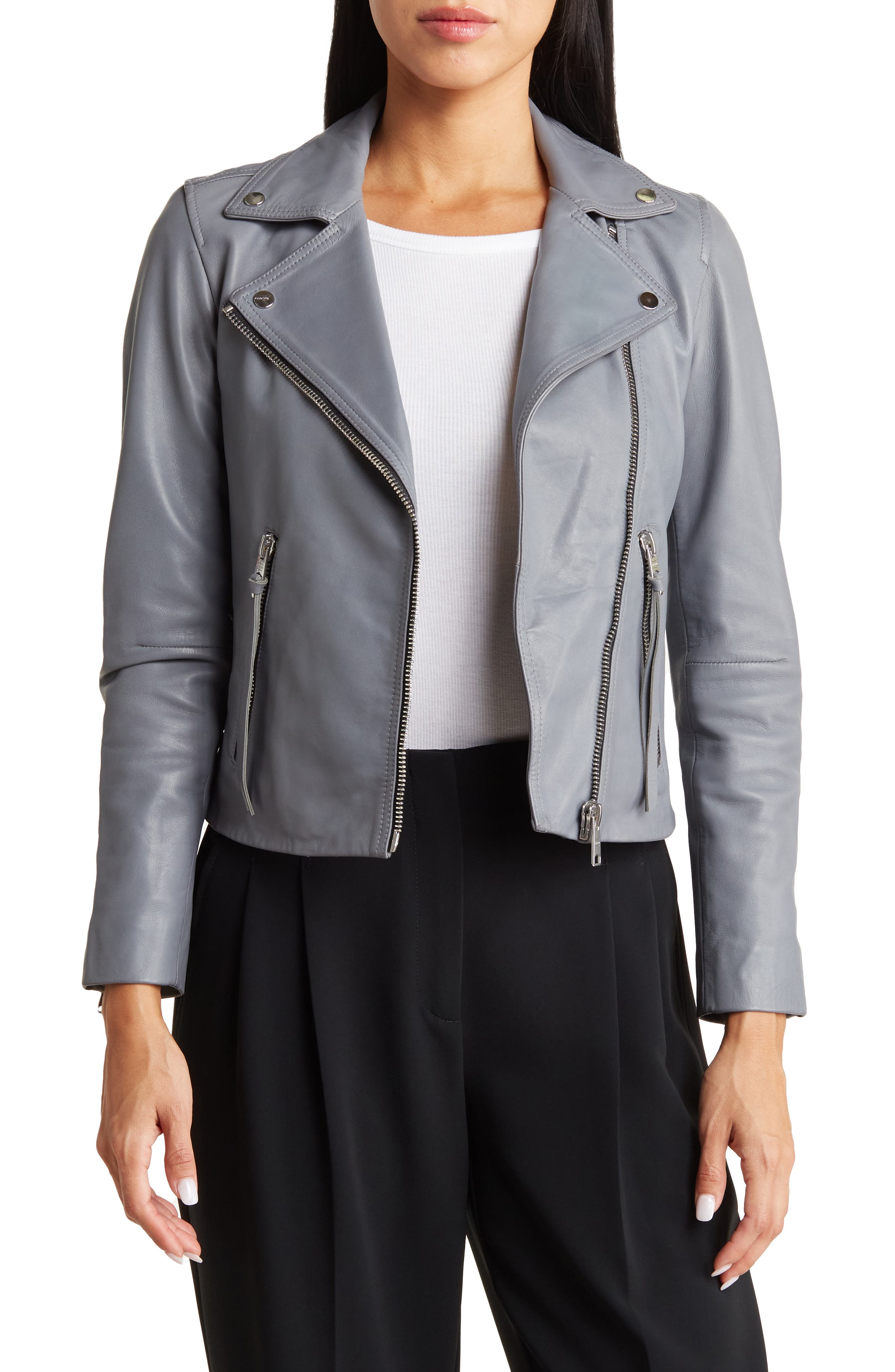 AllSaints Dalby Leather Biker Jacket | Nordstromrack