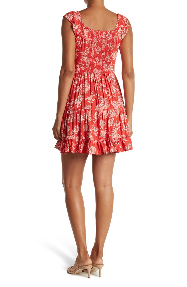 Angie Floral Crochet Lace Trim Mini Dress | Nordstromrack