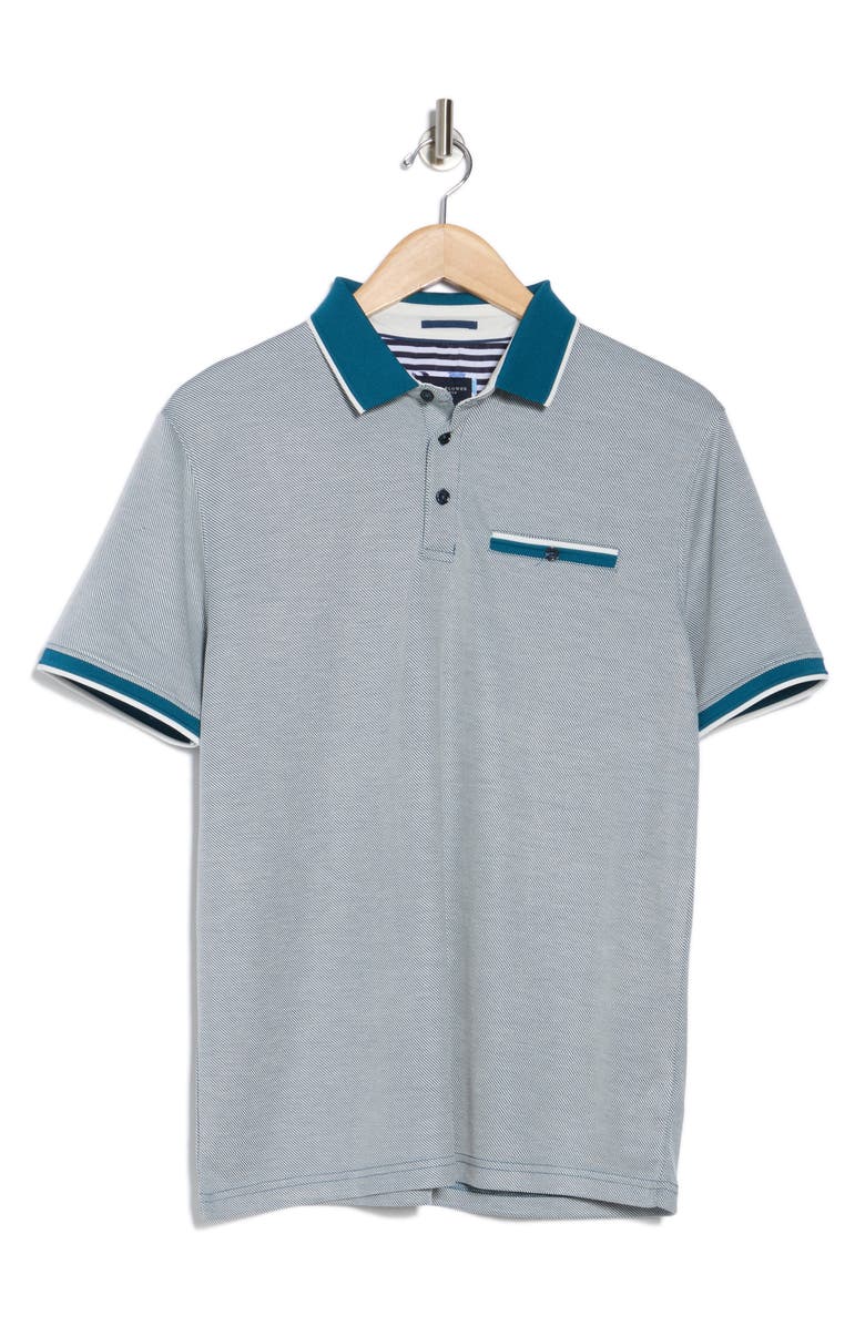 DENIM AND FLOWER Tipped Stripe Textured Polo | Nordstromrack