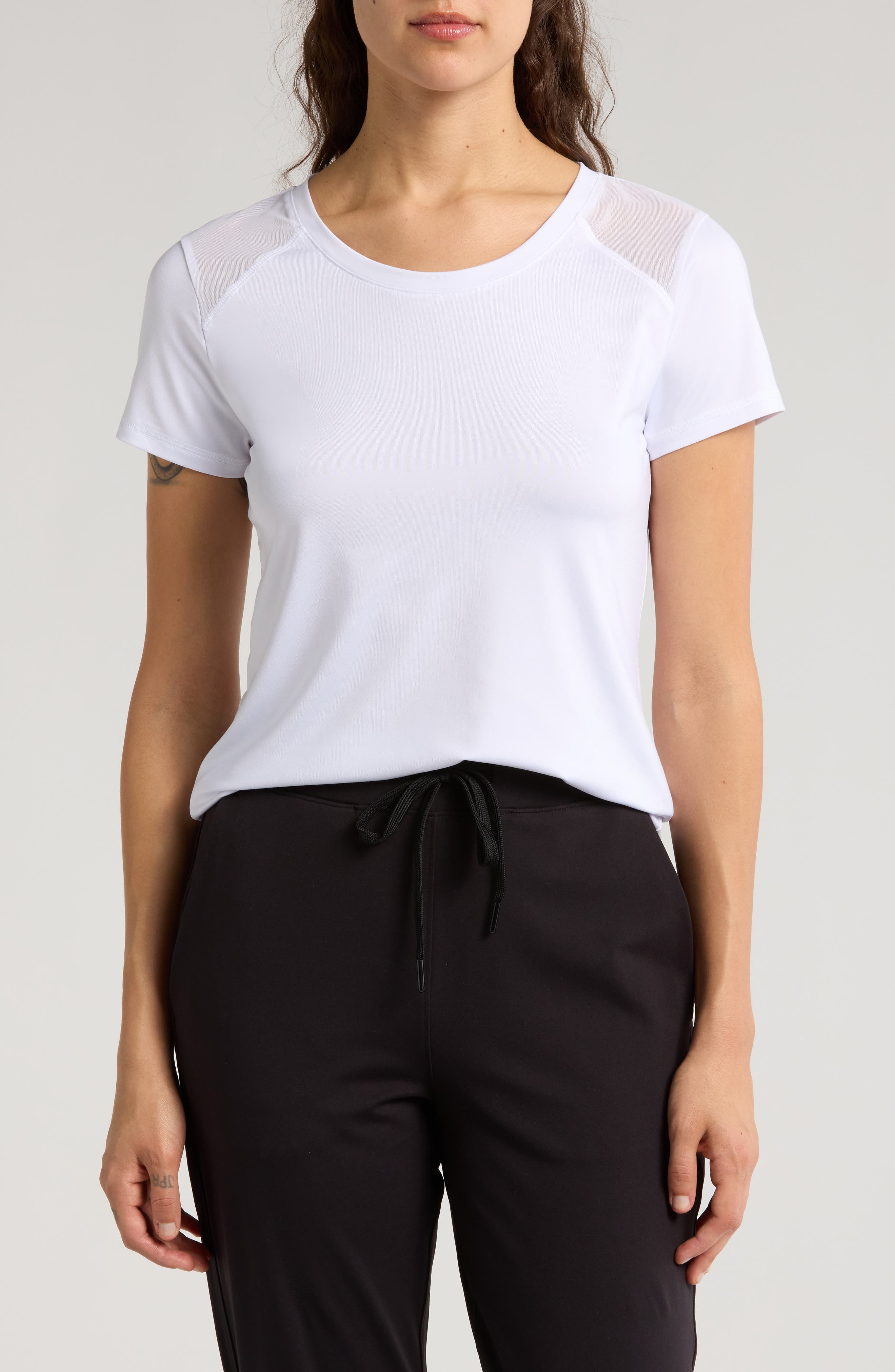 X by Gottex Mesh Shoulder Short Sleeve T-Shirt | Nordstromrack