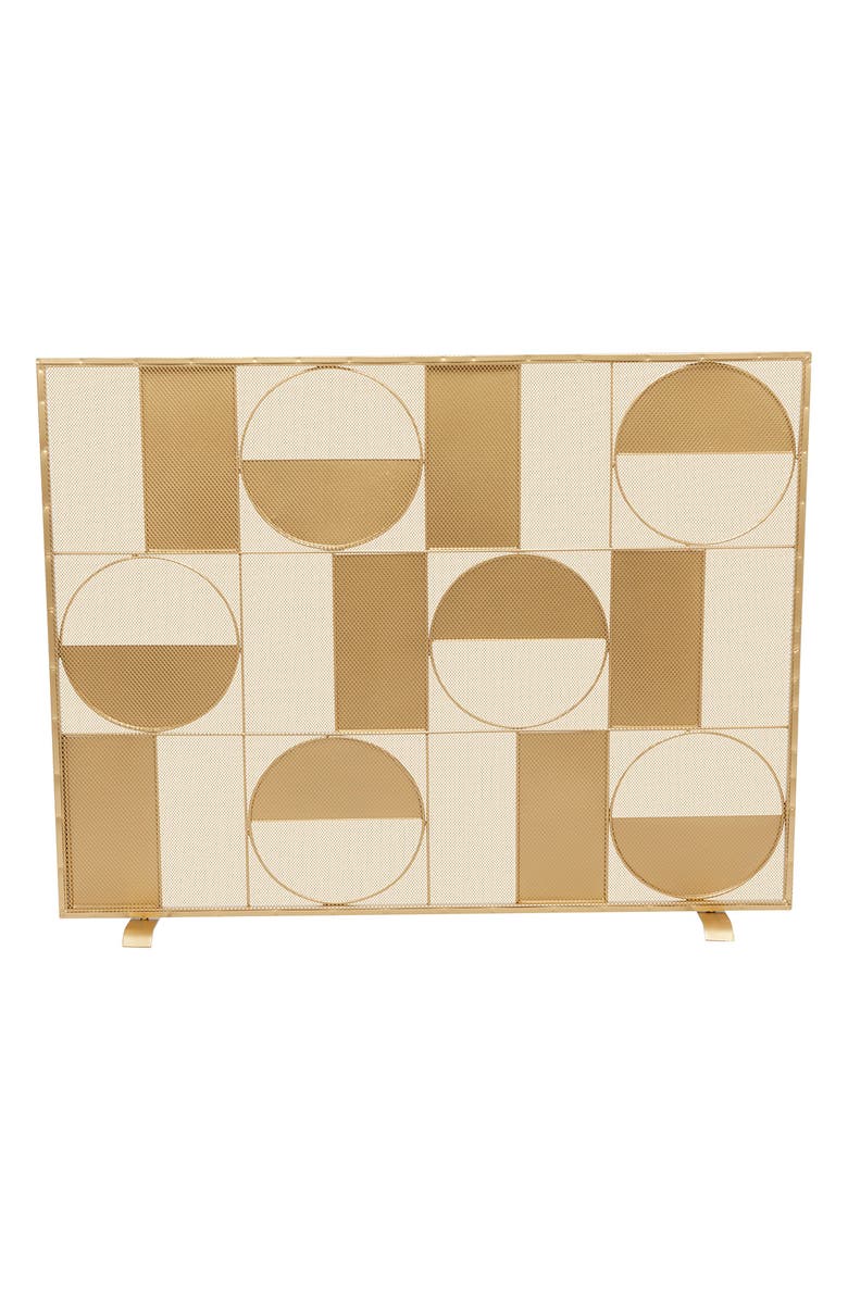 VIVIAN LUNE HOME Goldtone Metal Cutout Single Panel Geometric Fireplace ...
