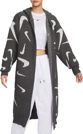 Nike Sportswear Cozy Bouclé Hooded Longline Cardigan | Nordstrom