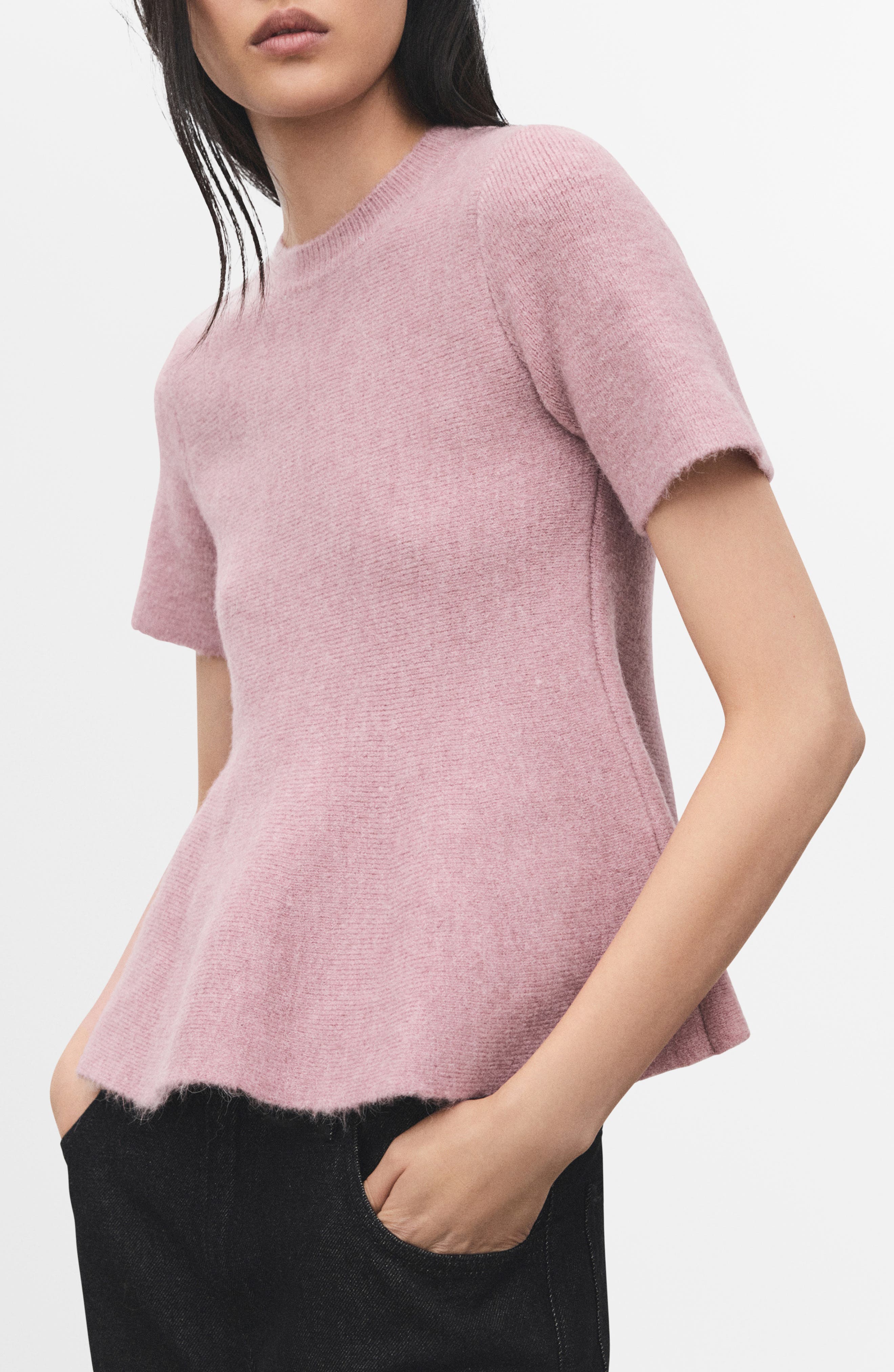 MANGO Short Sleeve Peplum Sweater | Nordstrom