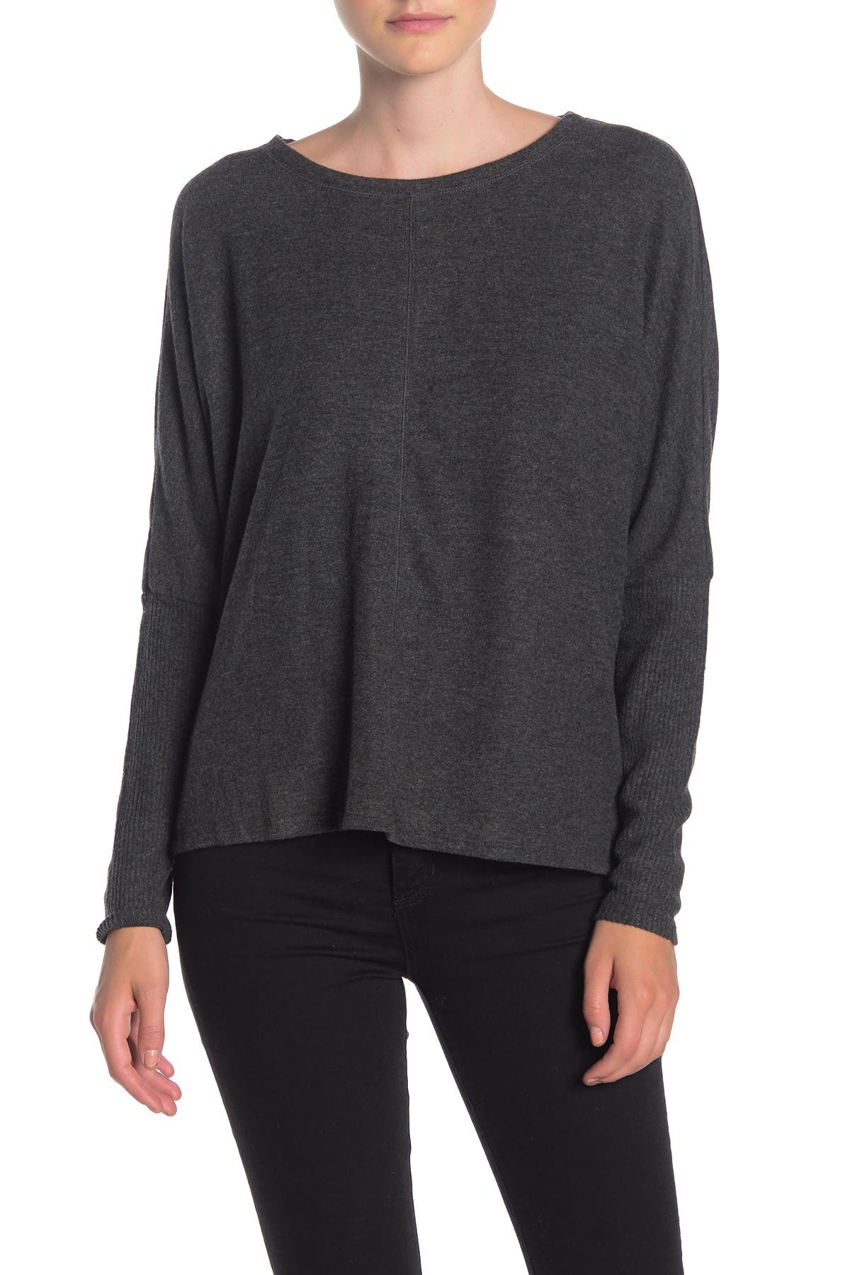 Heather by Bordeaux Ribbed Cuff Dolman Sleeve Brushed Sweater ...