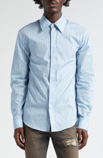 AMIRI Script Stripe Cotton Poplin Button-Up Shirt | Nordstrom