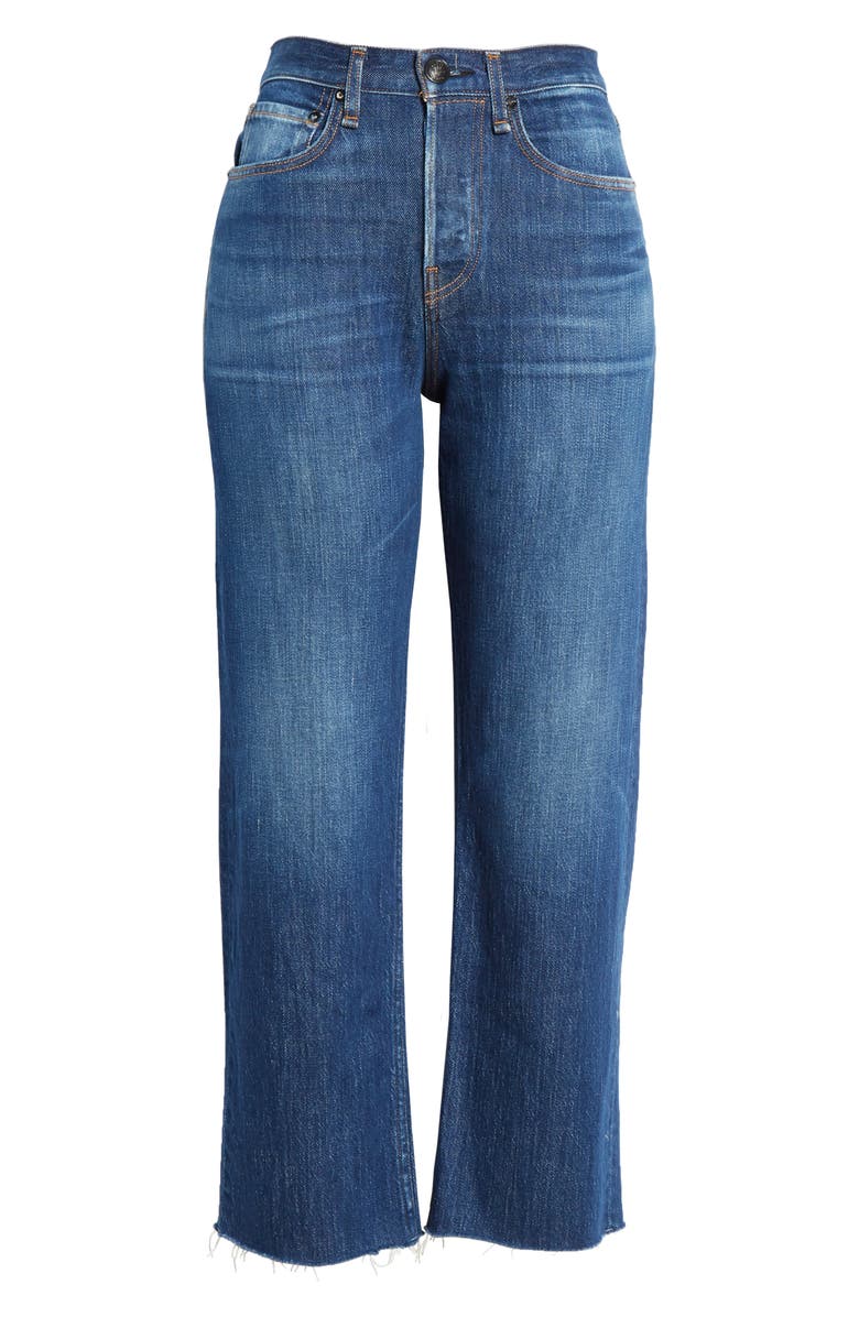 rag & bone Maya High Waist Straight Leg Raw Hem Ankle Jeans | Nordstrom