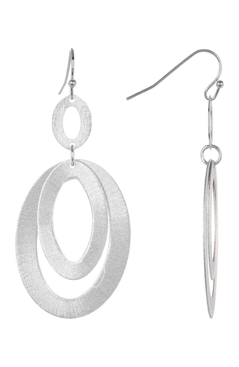 RIVKA FRIEDMAN White Rhodium Clad Layered Textured Oval Link Earrings ...