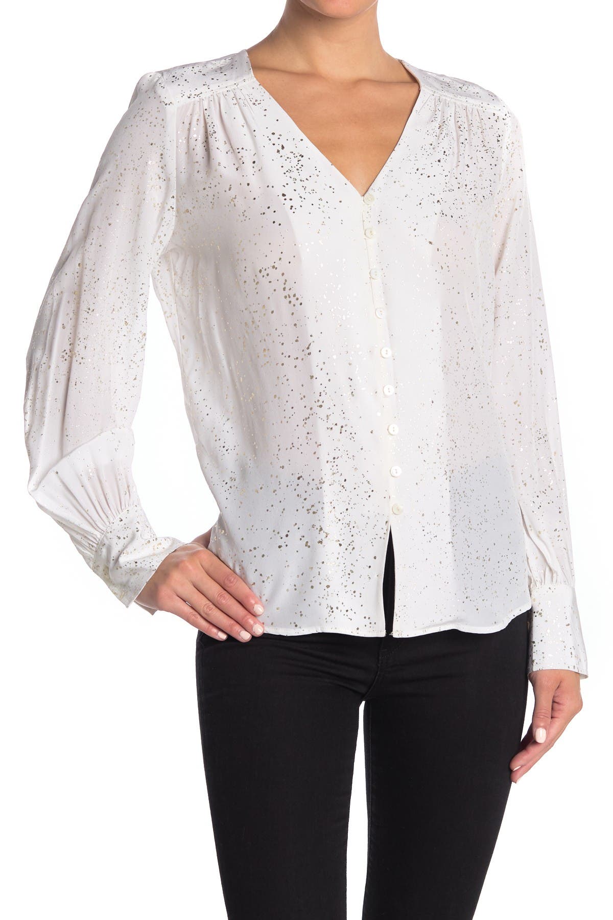 Button-Front Speckled Silk Blouse (Women) | Nordstromrack