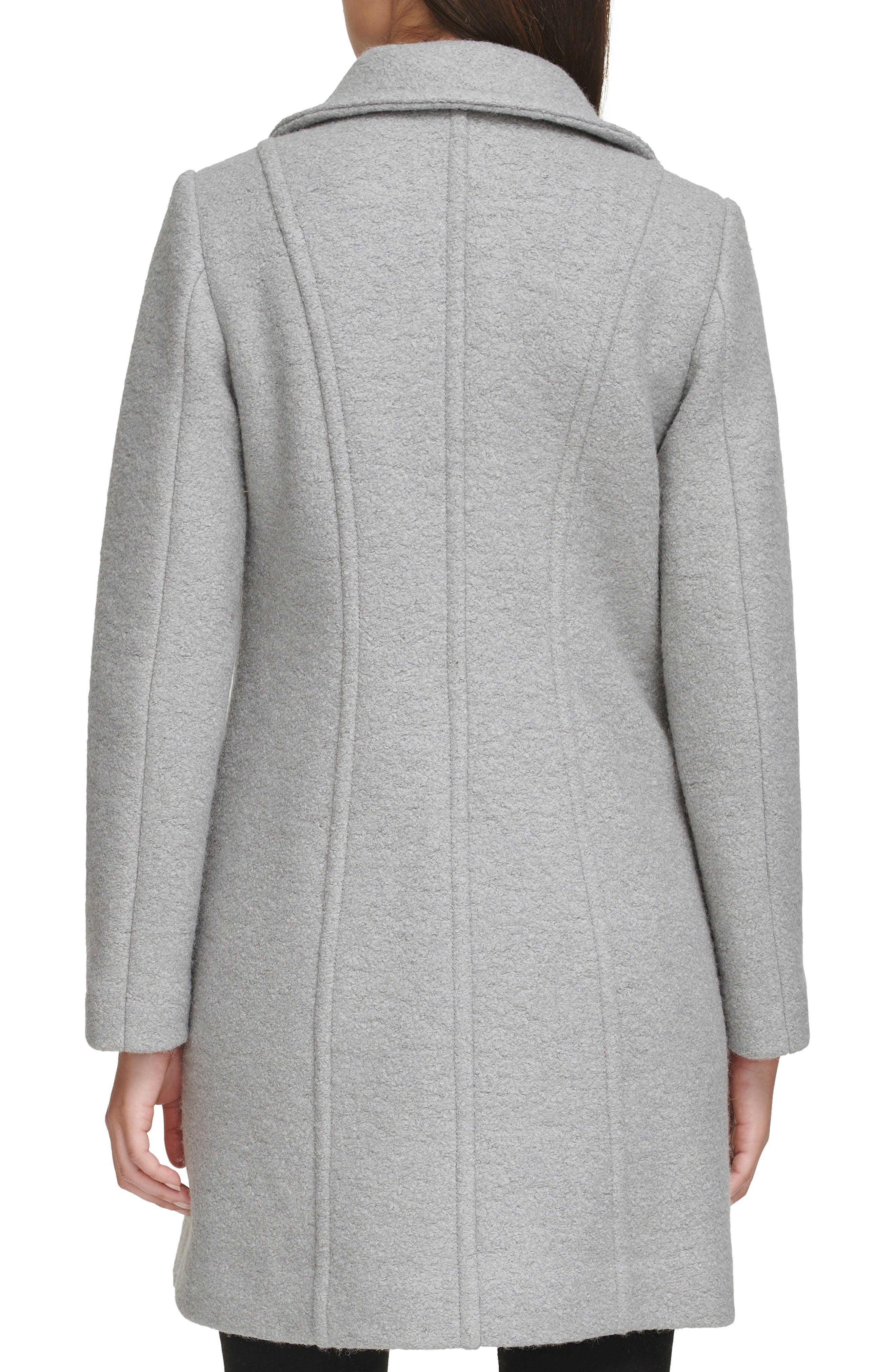 Kenneth Cole Asymmetric Zip Convertible Collar Bouclé Coat | Nordstromrack