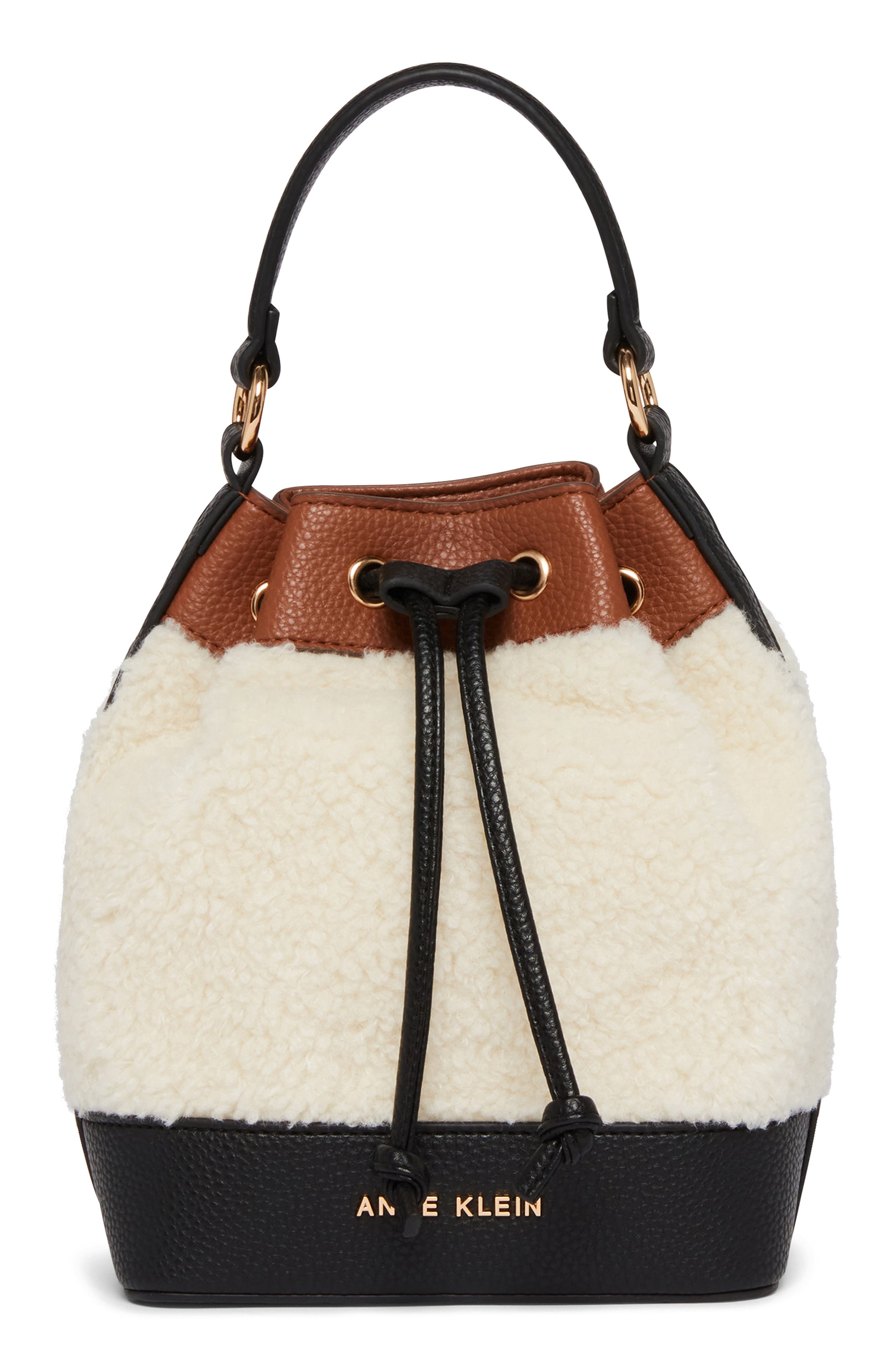 Anne Klein Faux Shearling Trim Bucket Bag | Nordstromrack