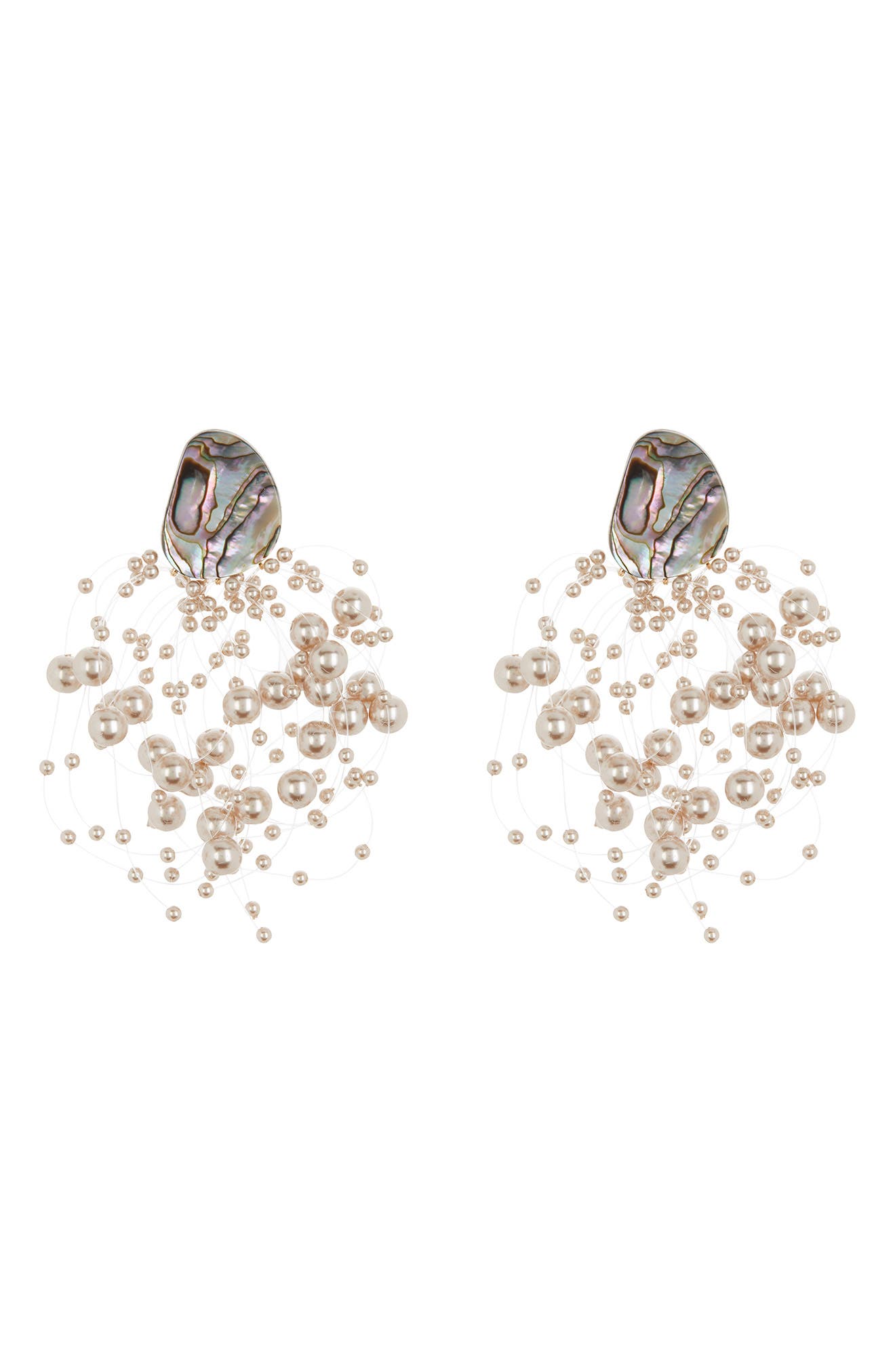 Nakamol Chicago Raining Imitation Pearl Fringe & Abalone Drop Earrings ...