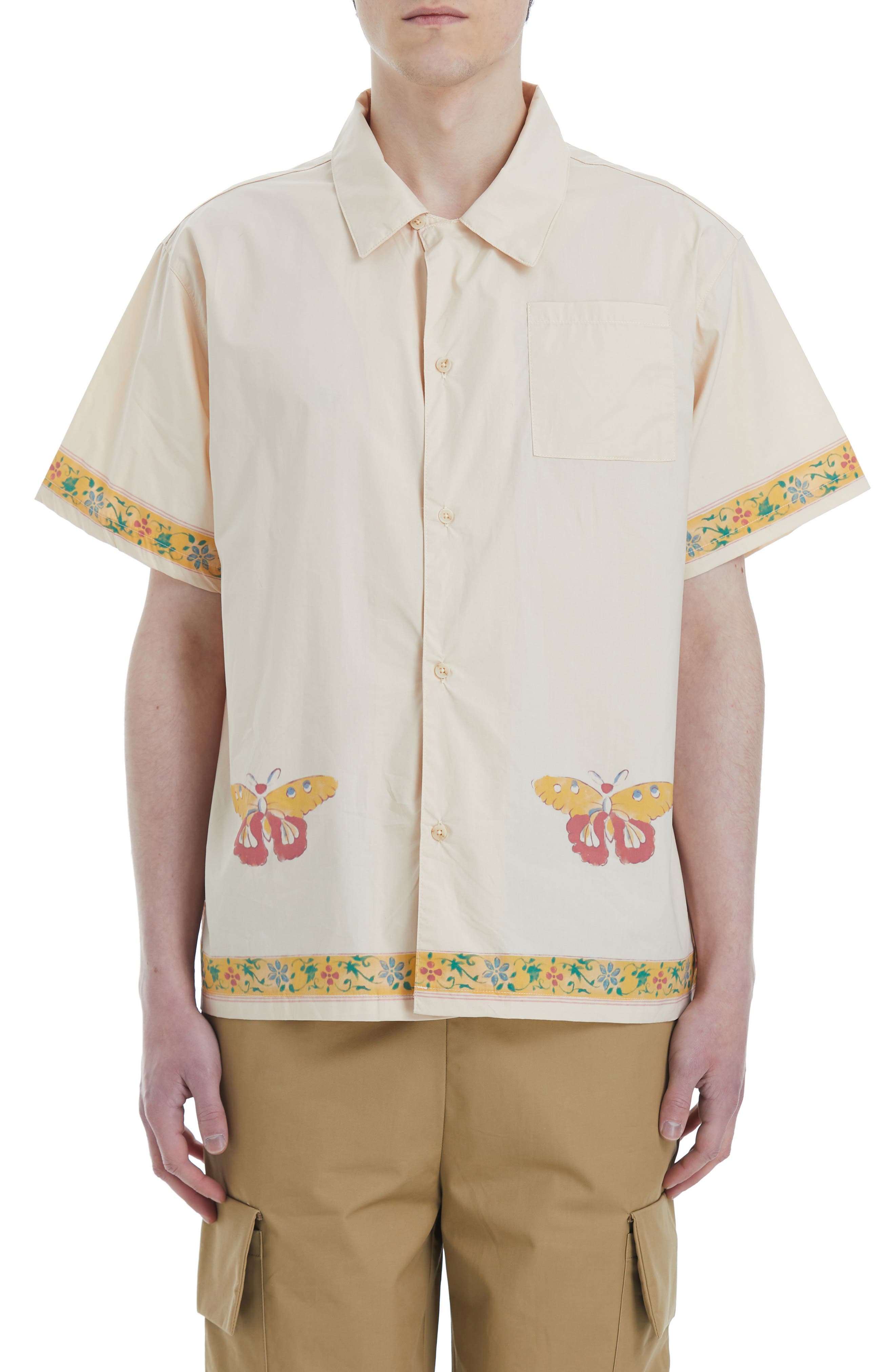 FOUND Moth Cotton Graphic Camp Shirt | Nordstromrack