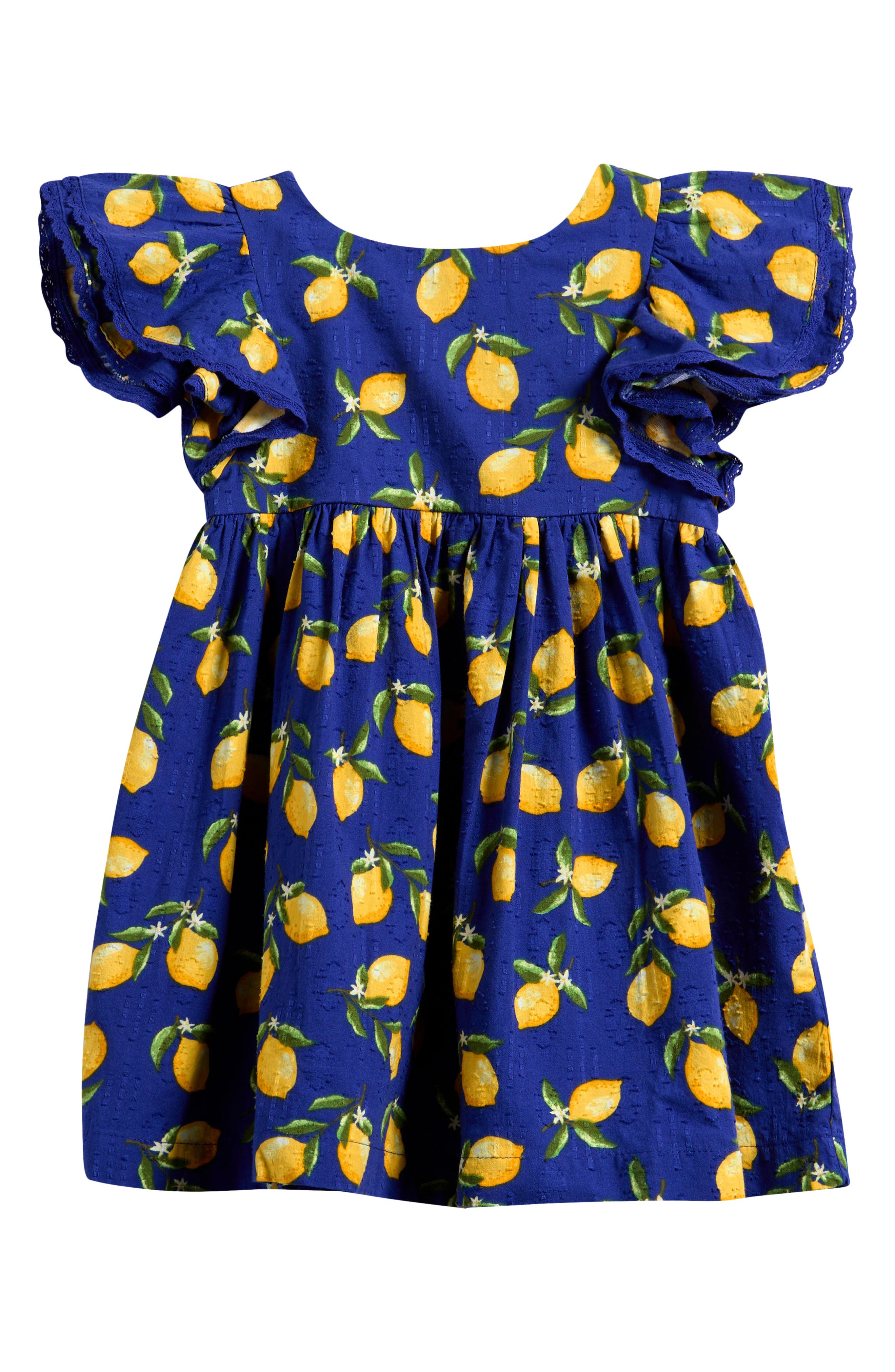 NEXT Kids' Lemon Print Angel Sleeve Cotton Jacquard Dress | Nordstrom