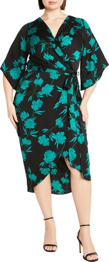 City Chic Kimberly Floral Print Faux Wrap Dress | Nordstrom