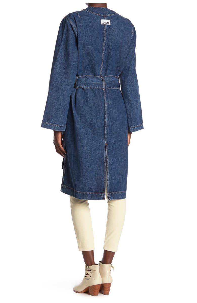 Ganni Blue Washed Denim Wrap Coat | Nordstromrack