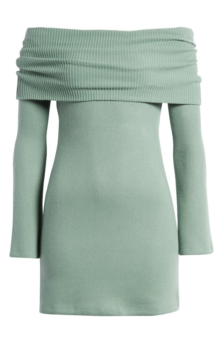 ASOS DESIGN Off the Shoulder Long Sleeve Knit Minidress | Nordstromrack